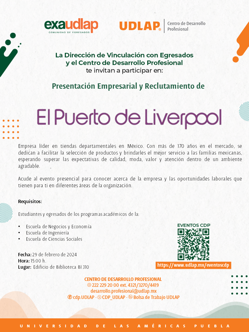 Presentación empresarial y reclutamiento de El Puerto de Liverpool - Egresados UDLAP